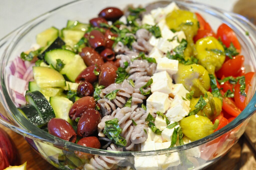 Easy Greek Pasta Salad with Homemade Greek Dressing | Couple in the Kitchen