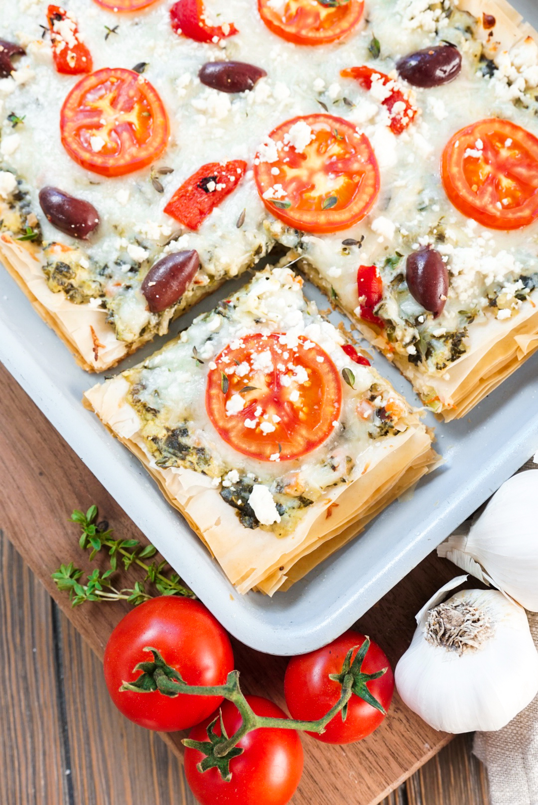 Phyllo Dough Greek Flatbread Pizza Couple In The Kitchen