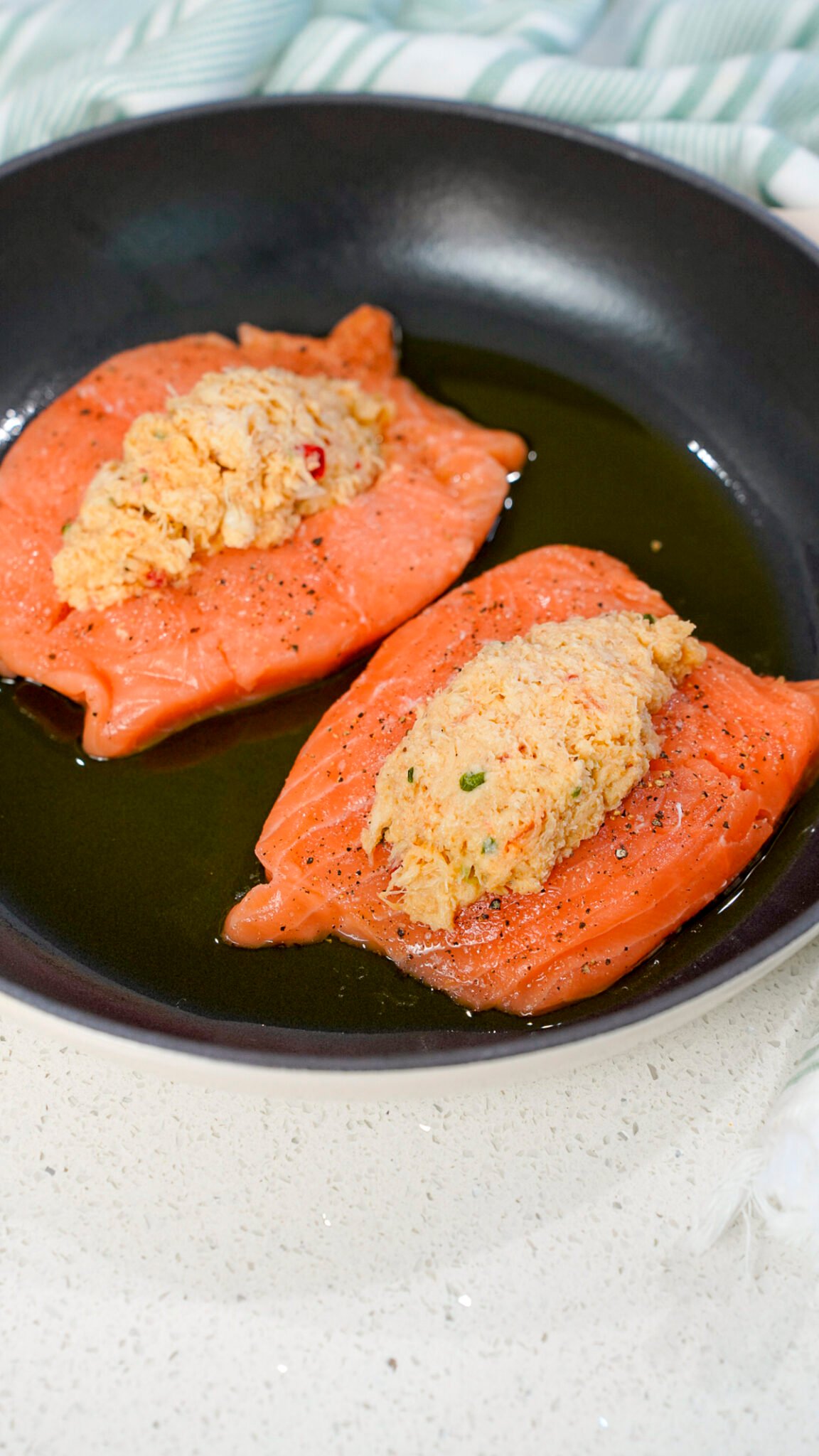 The Easiest Crab Stuffed Salmon Recipe (Genius Hack!) | Couple in the ...