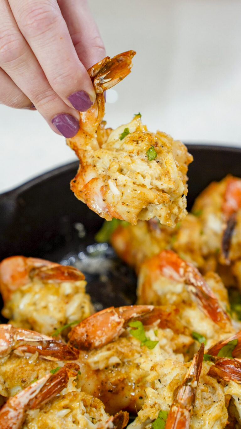 Baked Jumbo Stuffed Shrimp Recipe with Crabmeat | Couple in the Kitchen