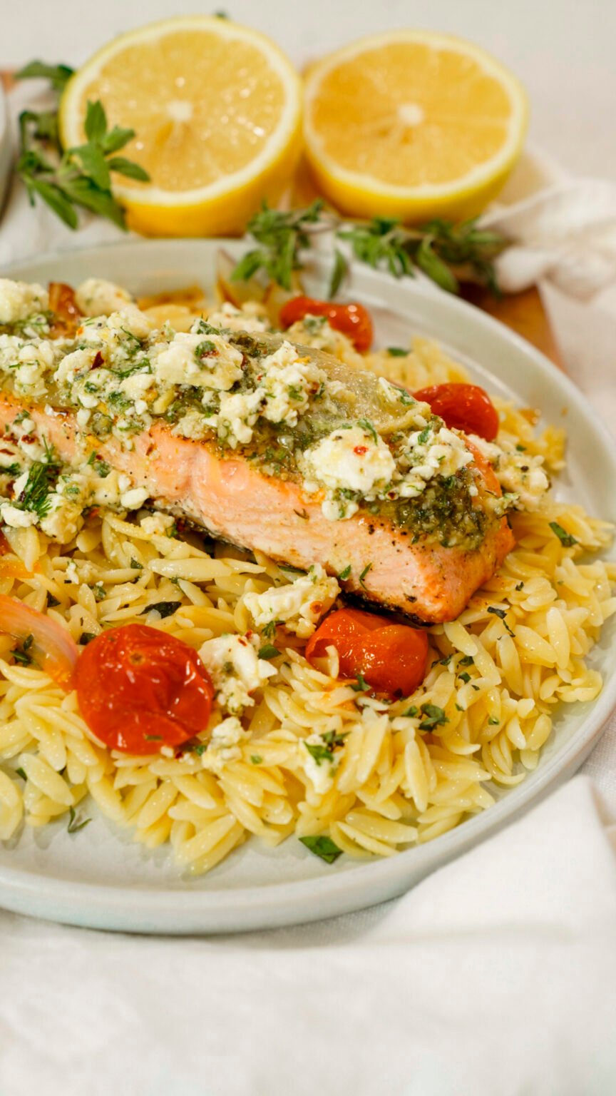 Lemon, Garlic, and Herb Mediterranean Salmon Recipe | Couple in the Kitchen