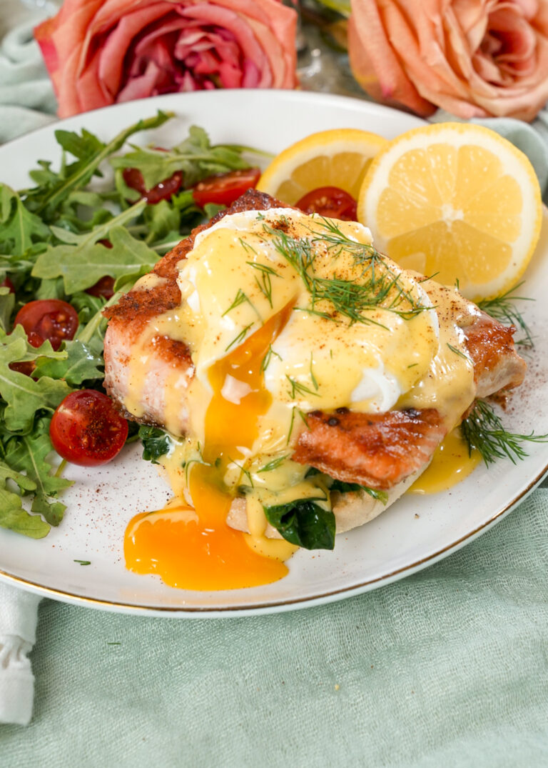 15 Minute Seared Salmon Eggs Benedict Recipe | Couple in the Kitchen